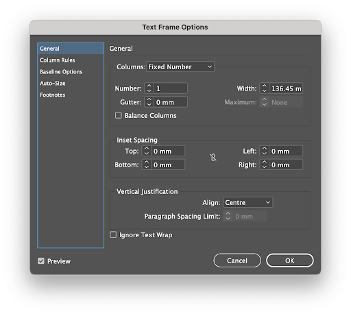 How to Use InDesign Text Frame Options with StudioCraft App – CreateTOTALLY